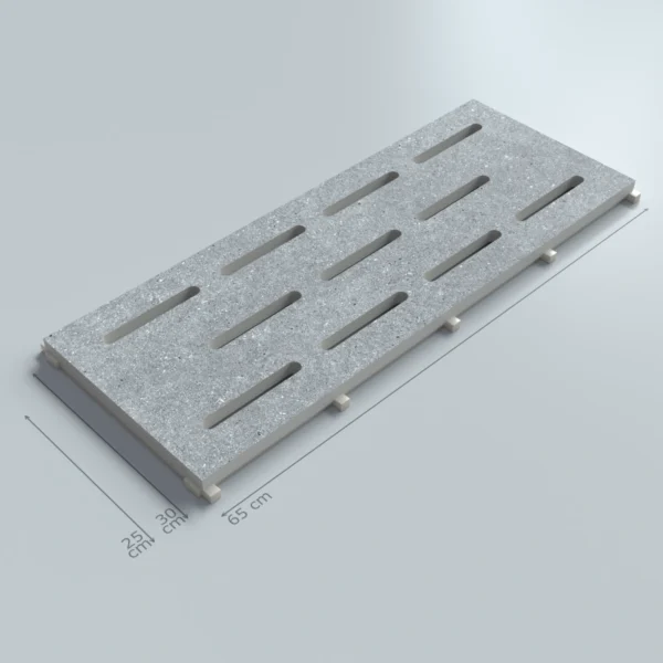 Serapool Cement Grey Monoblock Porcelain Pool Grate - 25x65 cm